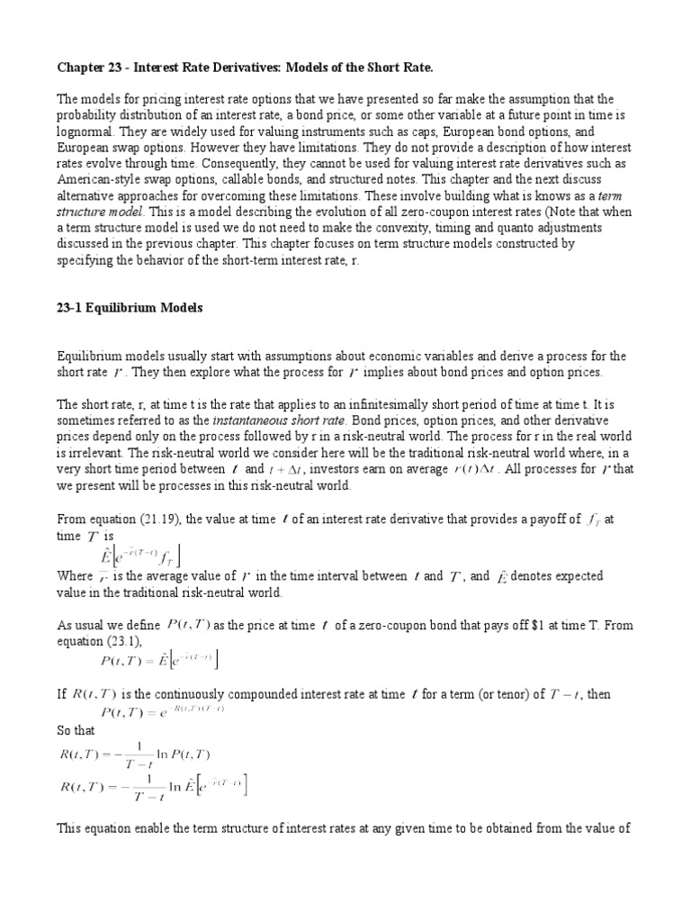 Interest Rate Derivatives | PDF | Yield Curve | Interest