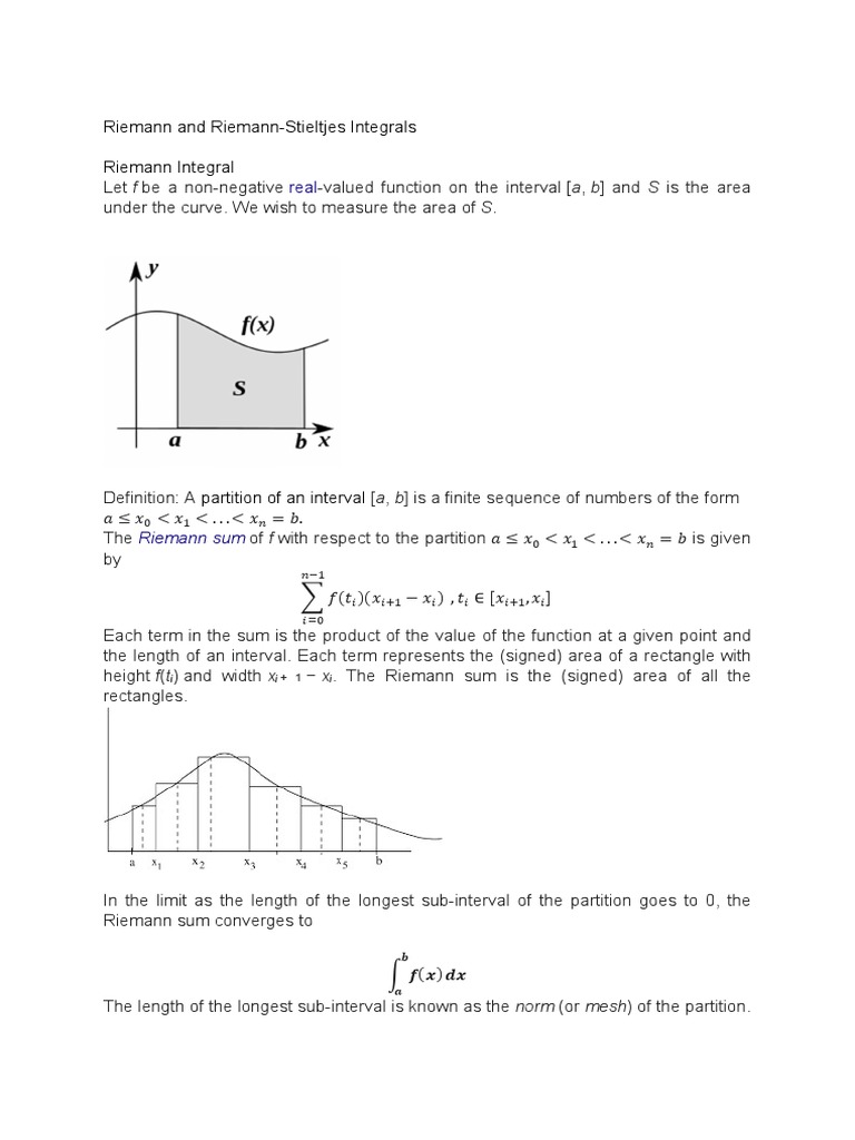 Riemann and Riemann-Stieltjes Integrals | PDF | Integral | Mathematical ...