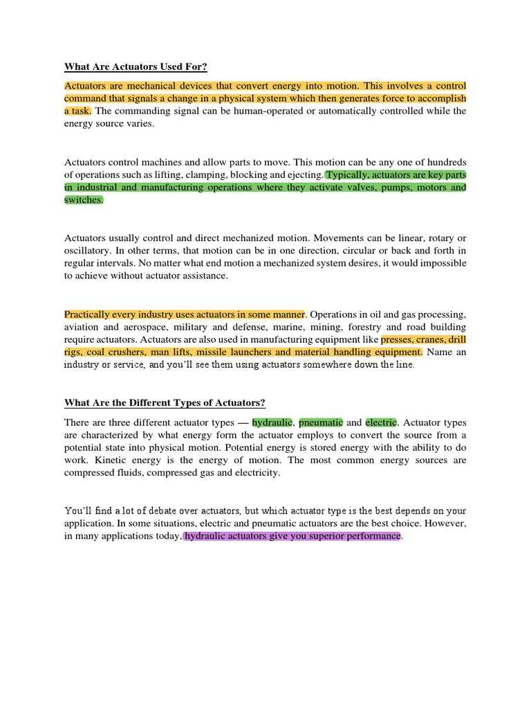 Actuators Notes | Download Free PDF | Actuator | Pneumatics