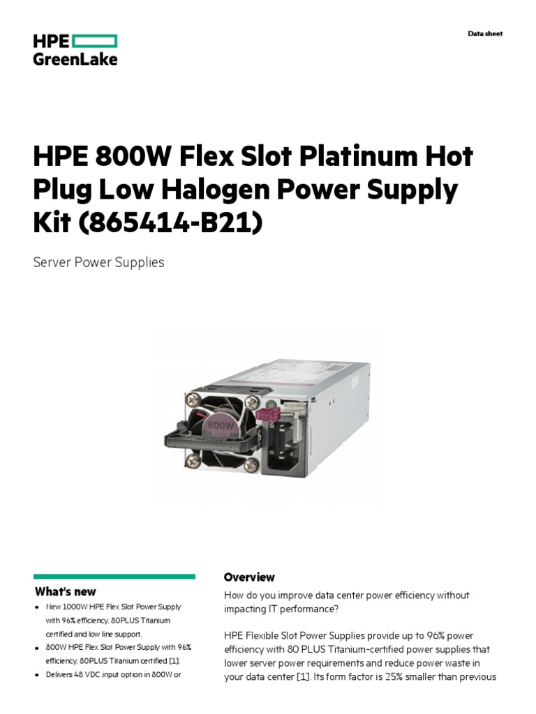 HPE 800W Flex Slot Platinum Hot Plug Low Halogen Power Supply Kit ...