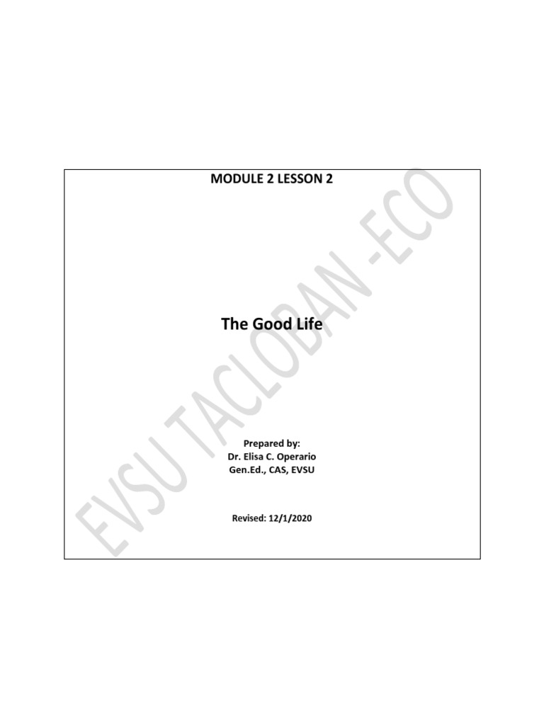 Module 2 Lesson 2 For Evsu STS | PDF | Happiness | Virtue