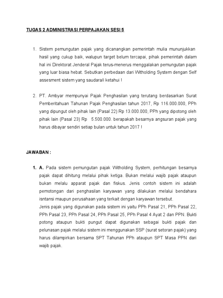 Tugas 2 Administrasi Perpajakan Sesi 5 | PDF