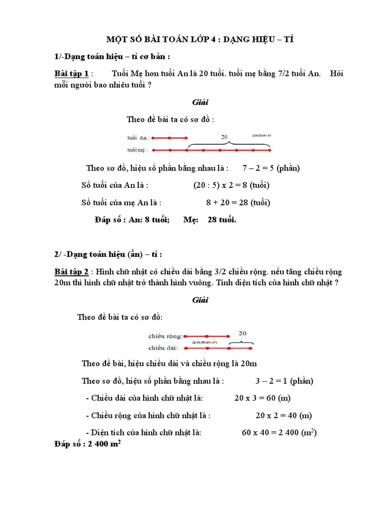 Bai Toan Tong Ti Hieu Ti Lop 4 | PDF