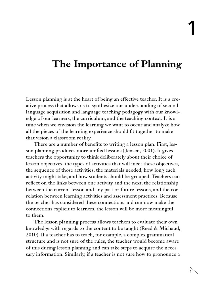The Importance of Planning | PDF | Teachers | Learning
