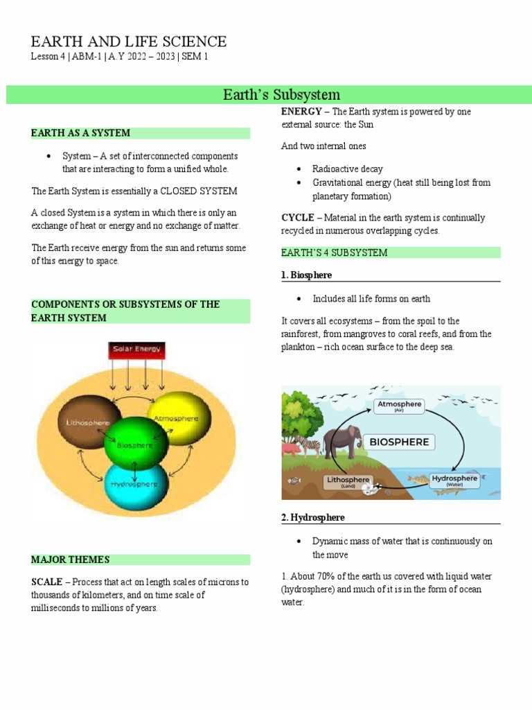 ESS Lesson 4 on Earth's Subsystems | PDF | Earth Sciences | Earth