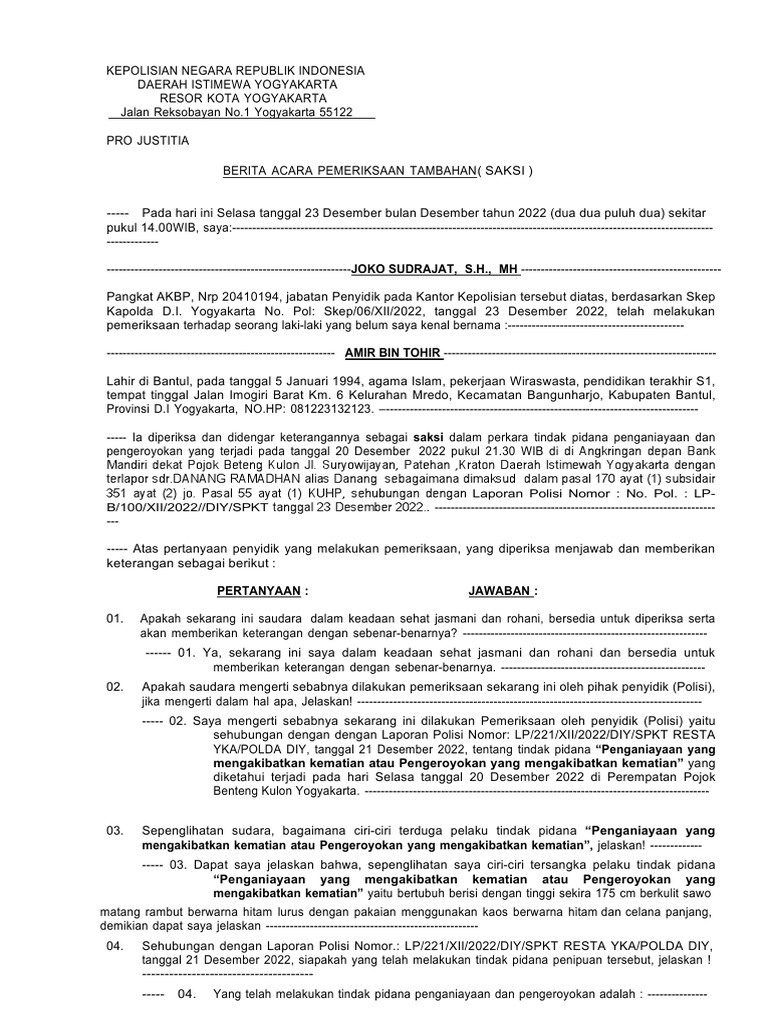 Bap Saksi Amir | PDF