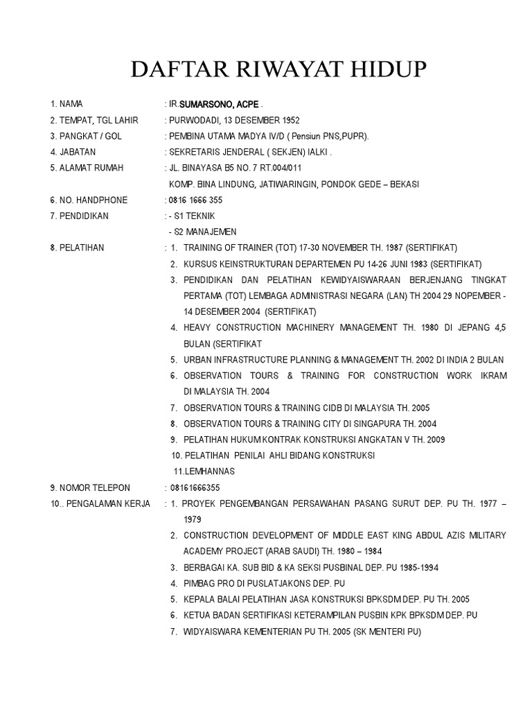 Sumarsono CV | PDF