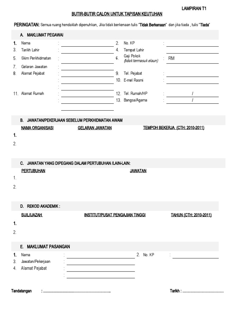 BORANG T1_ SPRM | PDF