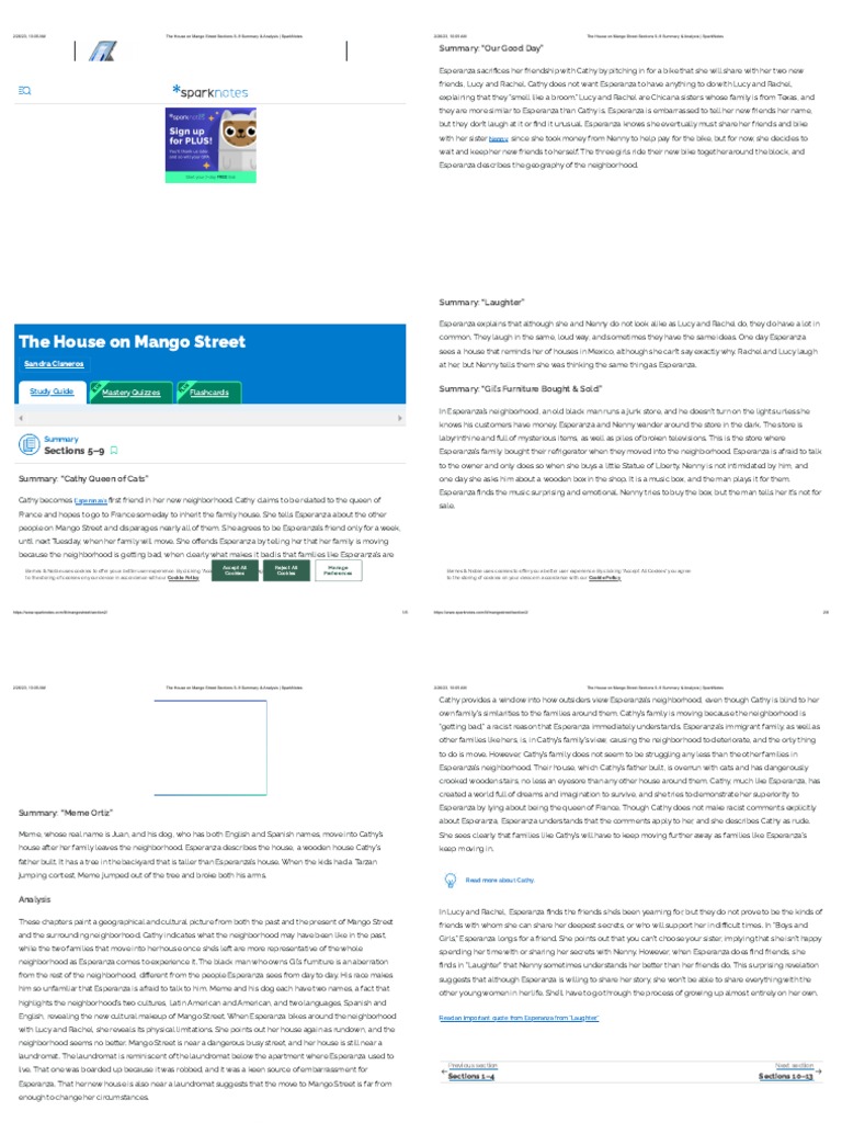 The House On Mango Street Sections 5-9 Summary & Analysis - SparkNotes ...