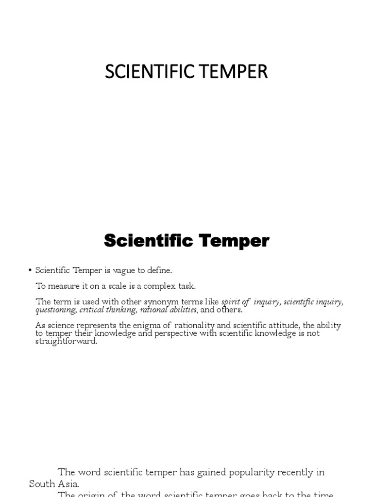 Scientific Temper | PDF | Science | Critical Thinking
