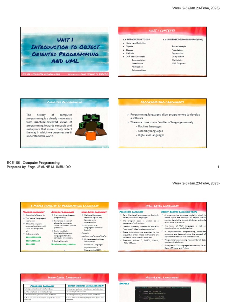Unit 1 Week 2 3 Jan 23 Feb4 Download Free Pdf Method Computer Programming Object