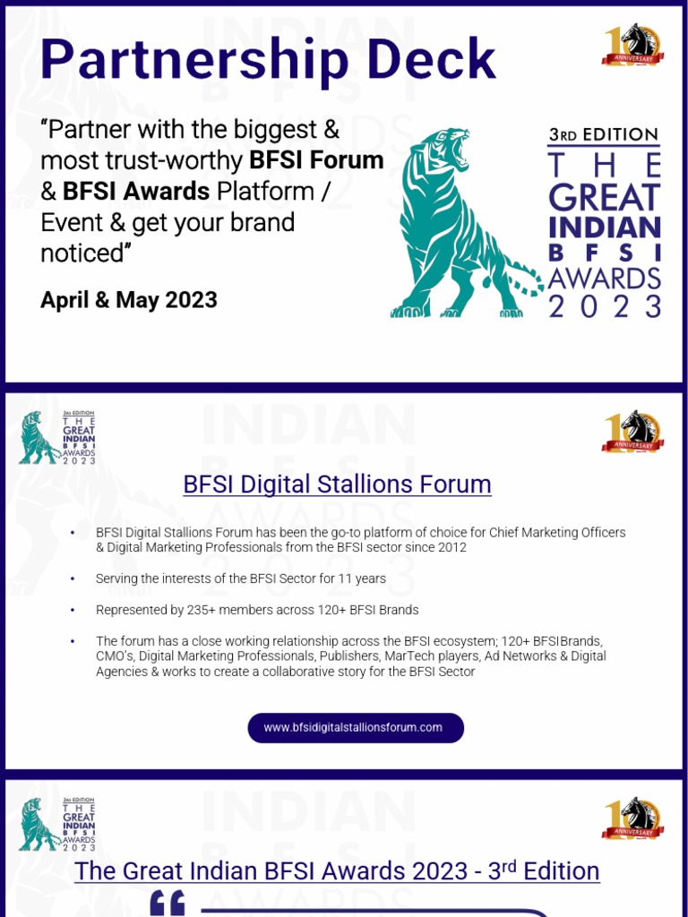The Partnership Deck - The Great Indian BFSI Awards 2023 3rd Edition | PDF | Business | Mass Media