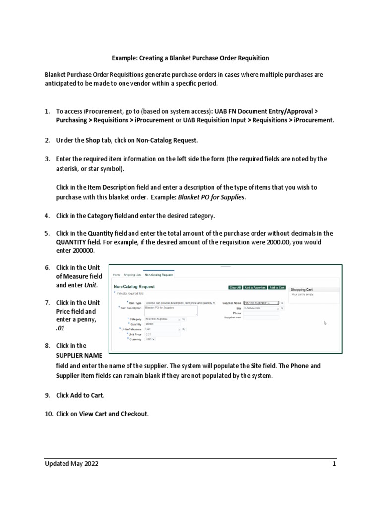 Blanket Purchase Order Guide | PDF | Procurement | Computing