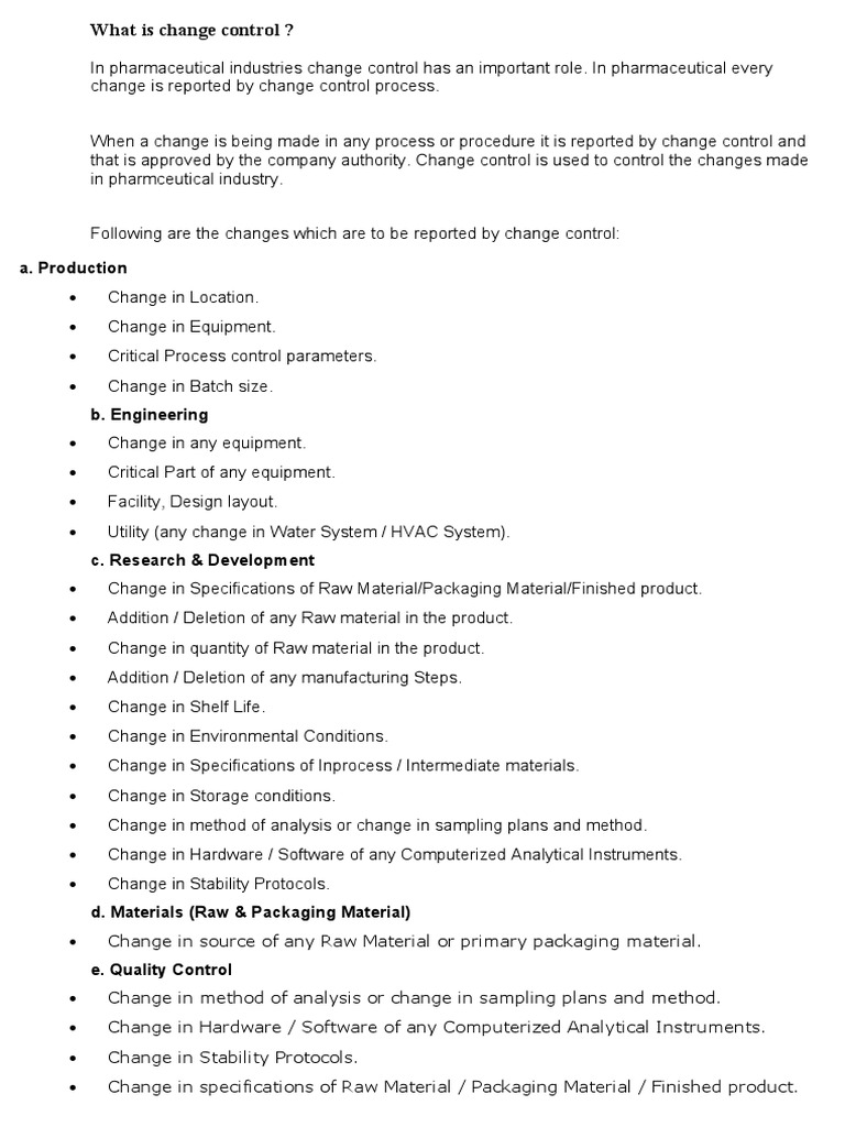 What Is Change Control | PDF | Specification (Technical Standard ... What Is Change Control | PDF | Specification (Technical Standard ...