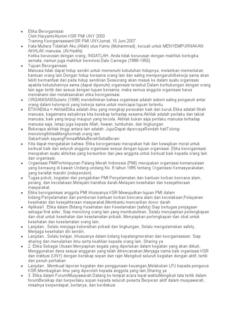 Etika Berorganisasi | PDF | Karier & Perkembangan | Gaya Hidup