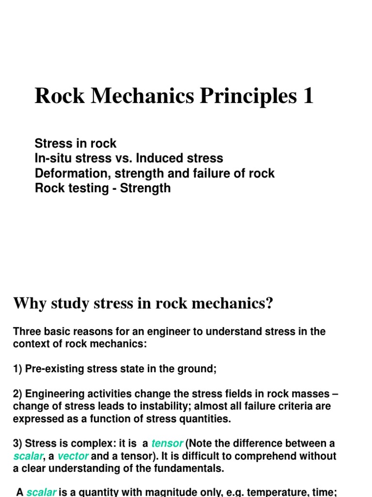 Week3 Lecture Notes Rock Mechanics Principles Pt1 | PDF | Stress ...