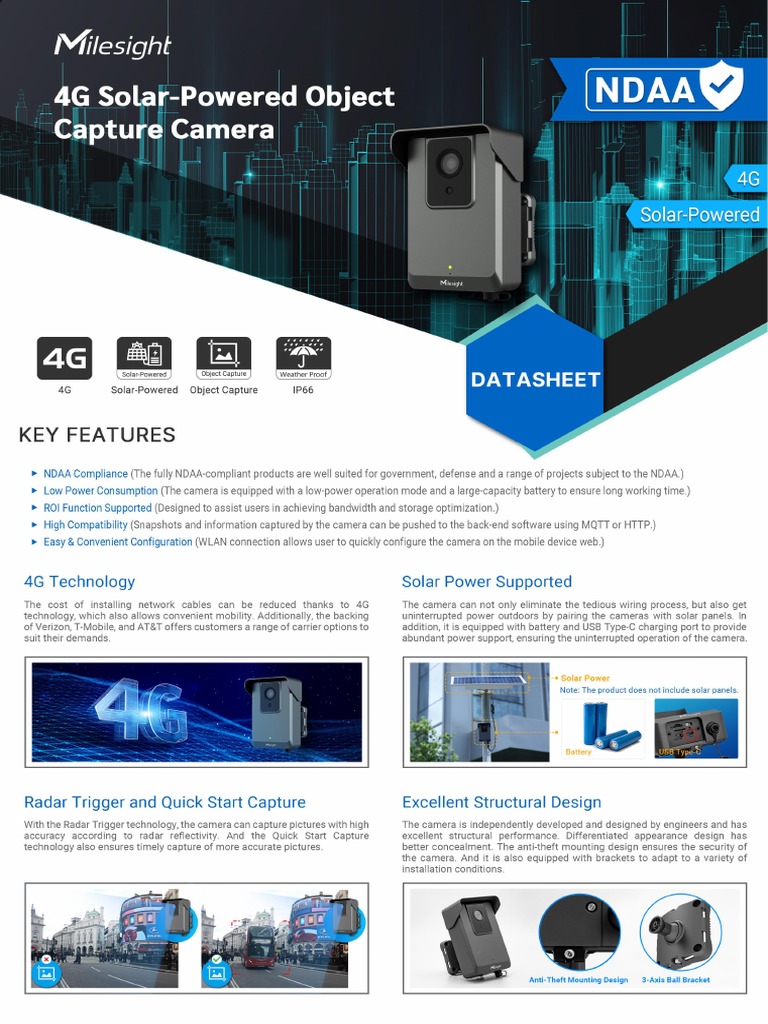 Milesight 4G Solar Powered Object Capture Camera NDAA Datasheet en ...