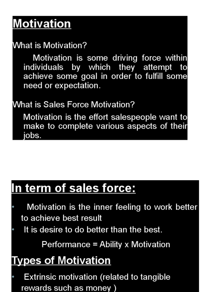Sales Force Motivation Role Scope and Methods | PDF | Motivational ...