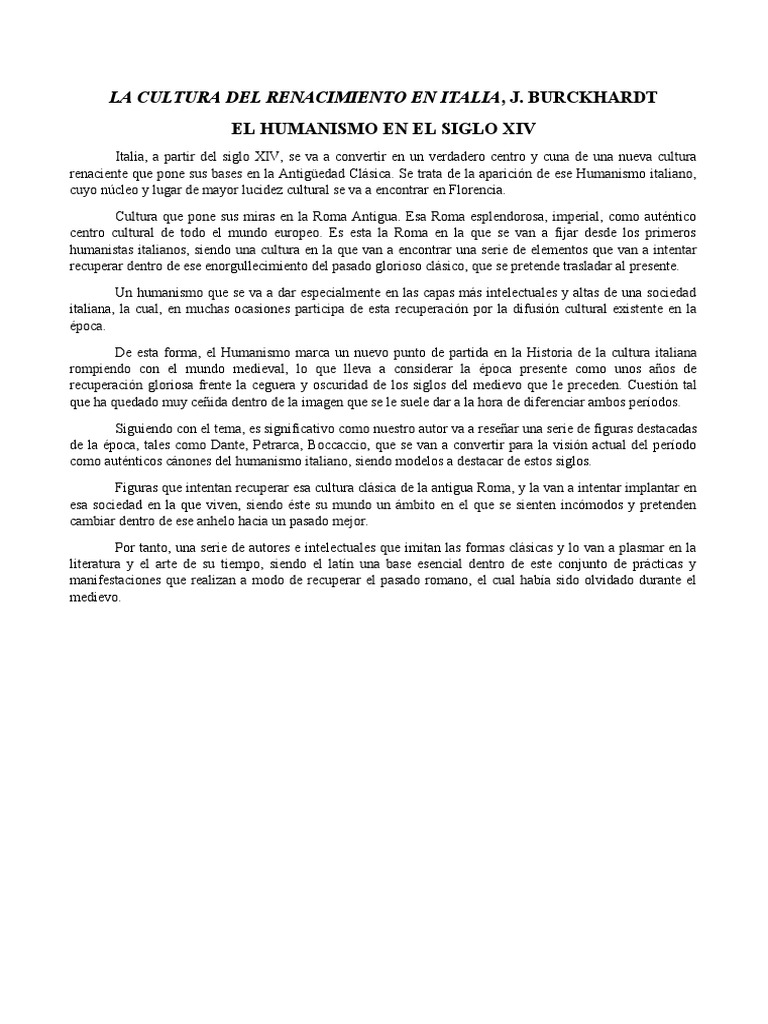 La Cultura Del Renacimiento en Italia, J. Burckhardt | PDF