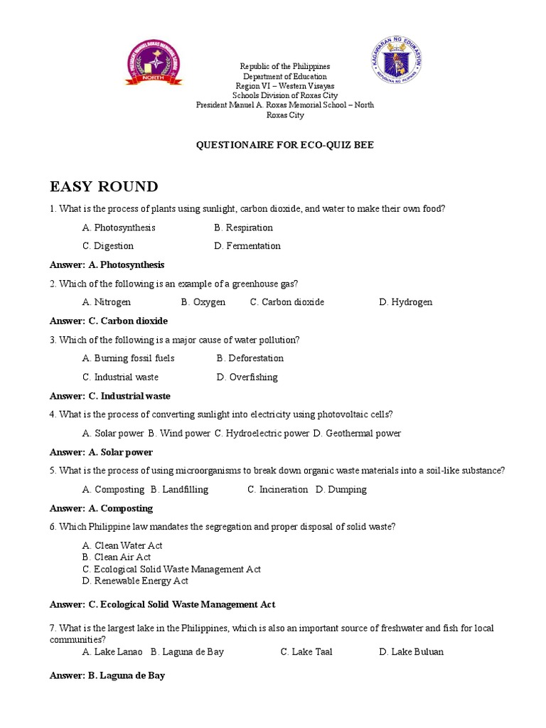 Eco Quiz Bee - Final Questions | PDF | Climate Change | Atmosphere Of Earth