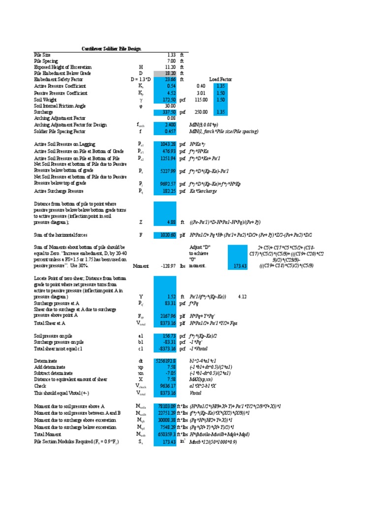 Cantilever Soldier Pile Design | PDF | Deep Foundation | Building Engineering