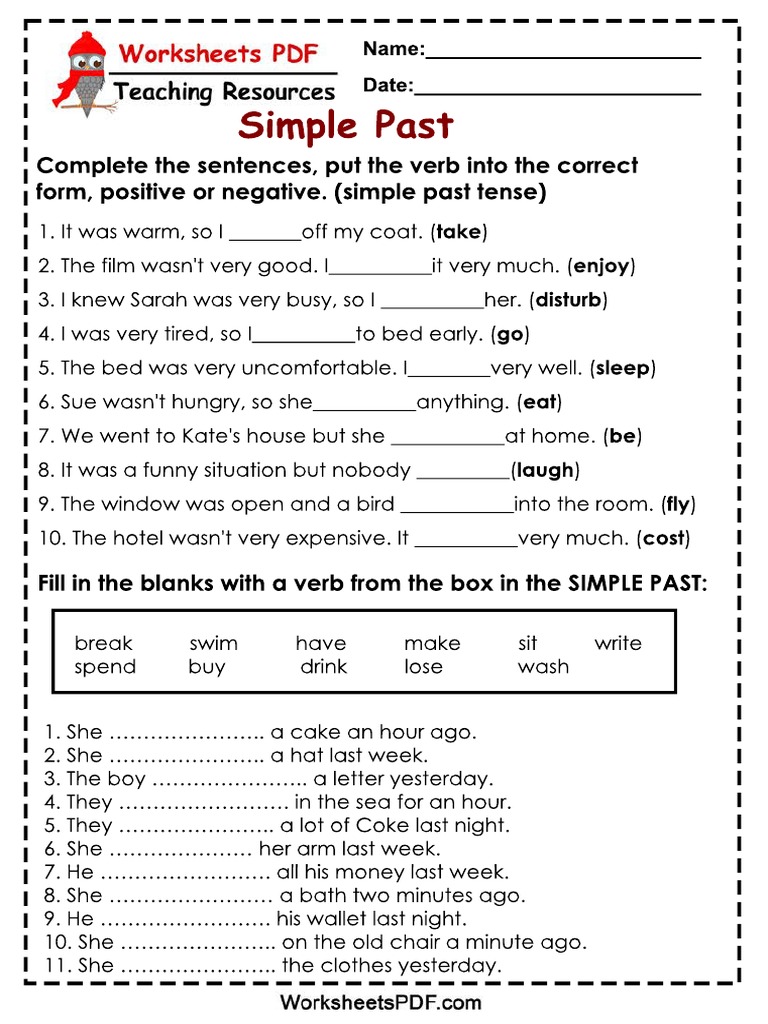 Fill in The Blanks With A Verb From The Box | PDF