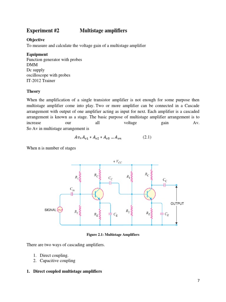 Experiment #2 Multistage Amplifiers: Objective | Download Free PDF | Amplifier | Capacitor