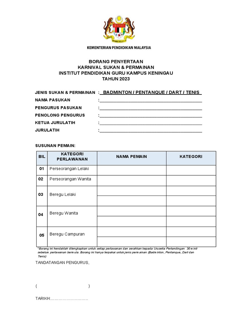 Borang Penyertaan 2 | PDF