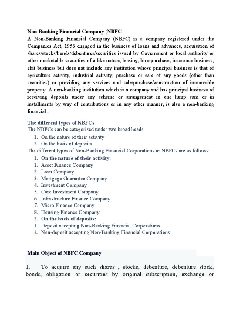 NBFC | PDF | Non Bank Financial Institution | Securities (Finance)