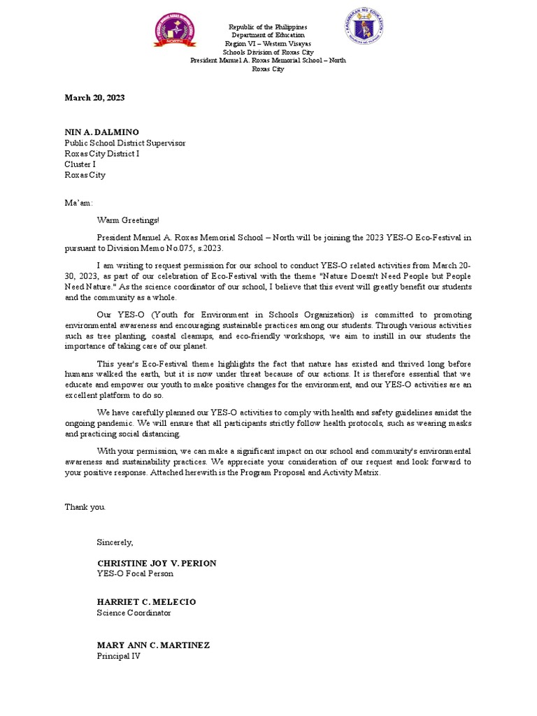 Permission Letter For YES O - DIV | PDF | Environment | Environmental ...