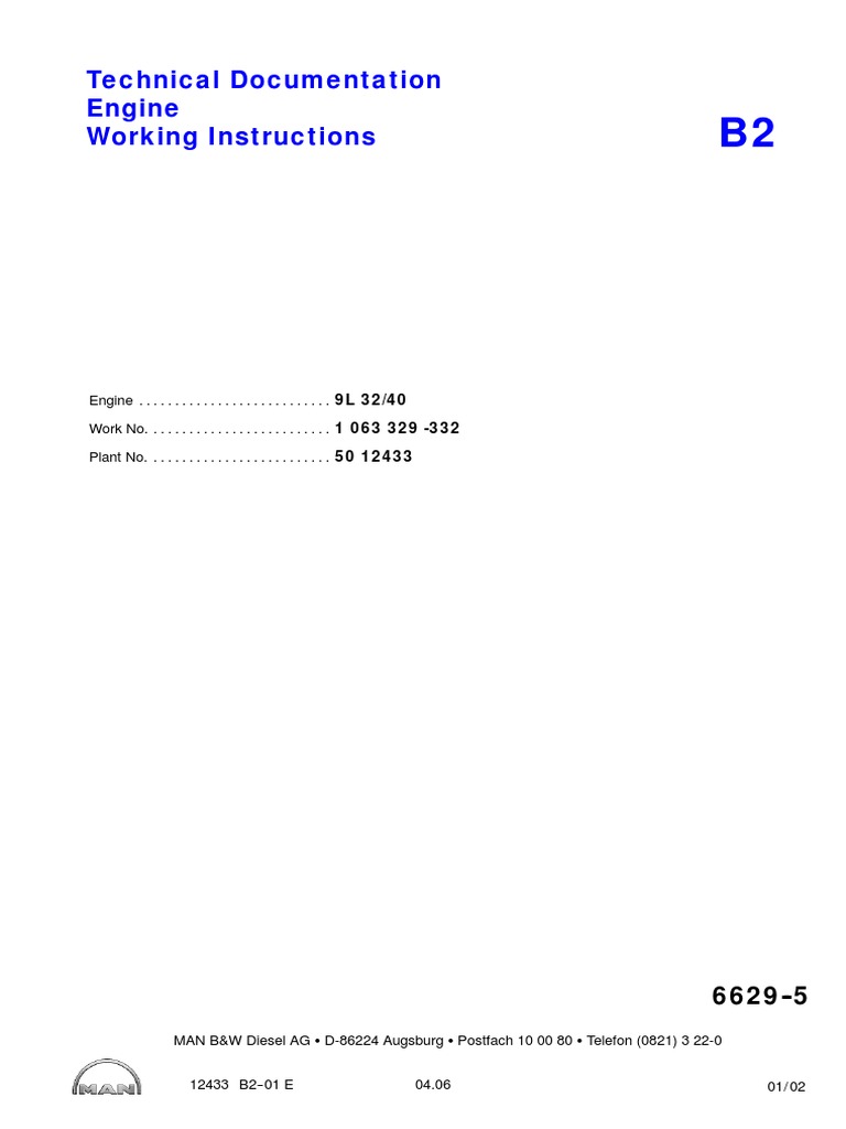 MAN L32/40 Working Instructions | PDF | Lubricant | Pipe (Fluid Conveyance)