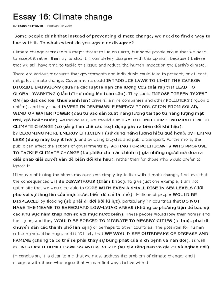 Essay 16: Climate Change: Thanh Ha Nguyen | PDF