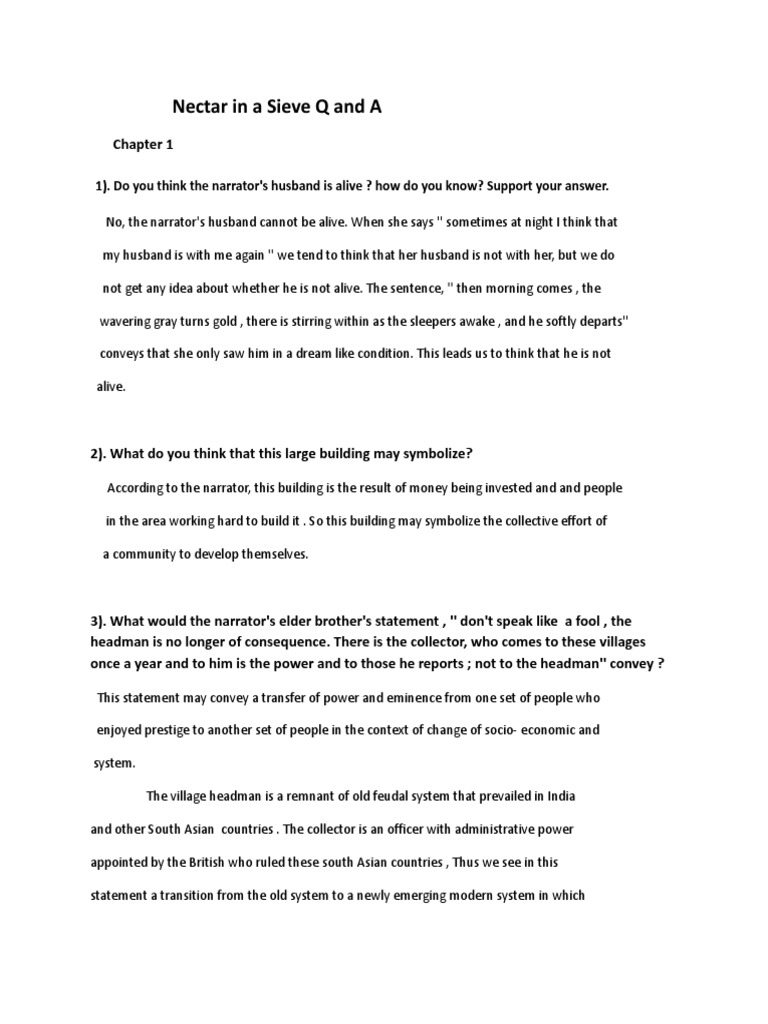 Insights on "Nectar in a Sieve" | PDF | Literacy | Narration