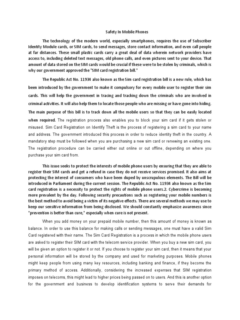 SIM Card Registration Bill Overview | PDF | Mobile Phones | Cybercrime