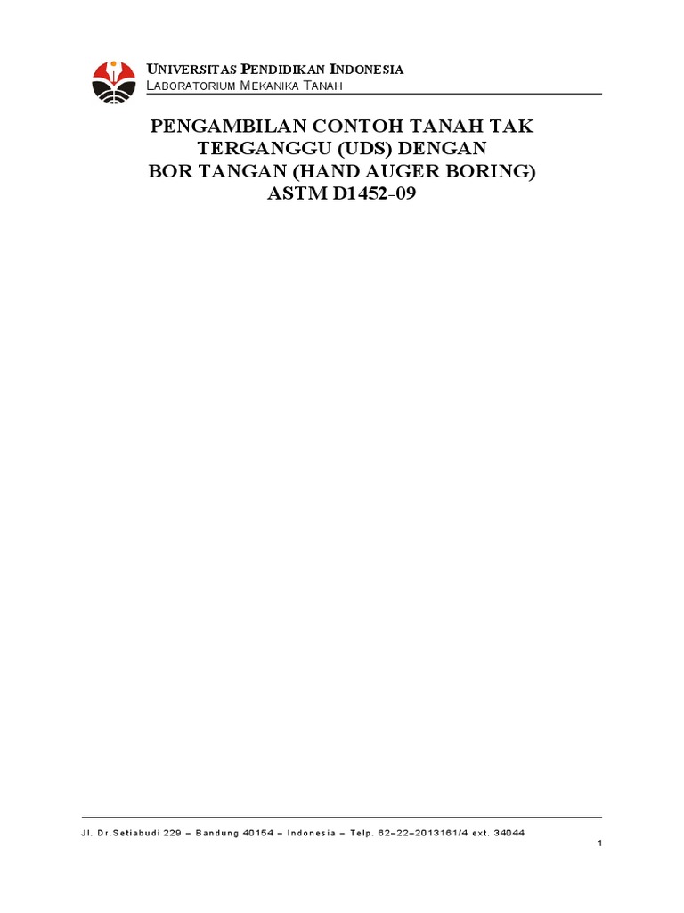 Uji Hand Boring (D1452) R.01 | PDF