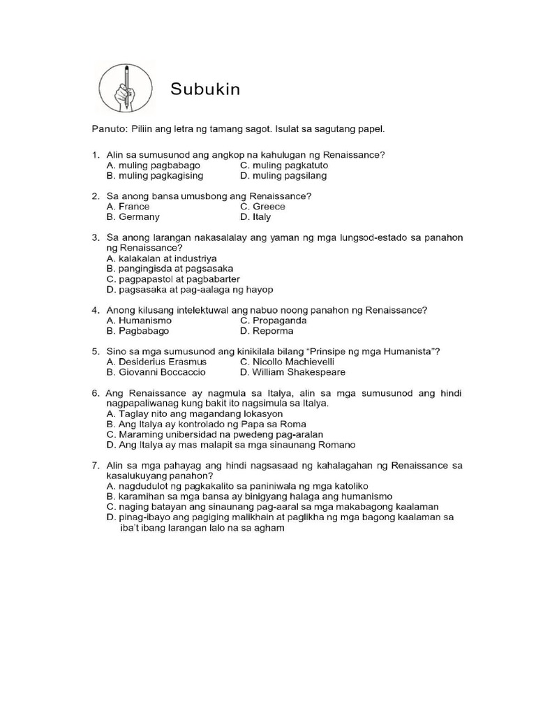 Quiz ARAL. PAN ARALIN 1 3RD QUARTER | PDF