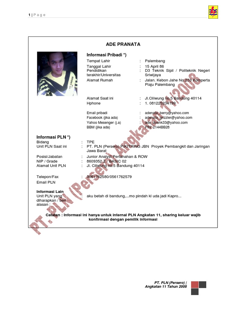 Informasi Pribadi ) : Ade Pranata | PDF