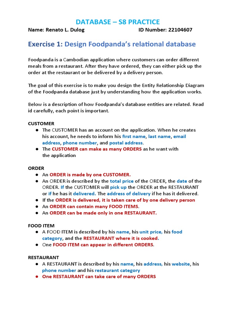 Assignment#8 SQL | PDF | Restaurants | Databases Assignment#8 SQL | PDF | Restaurants | Databases
