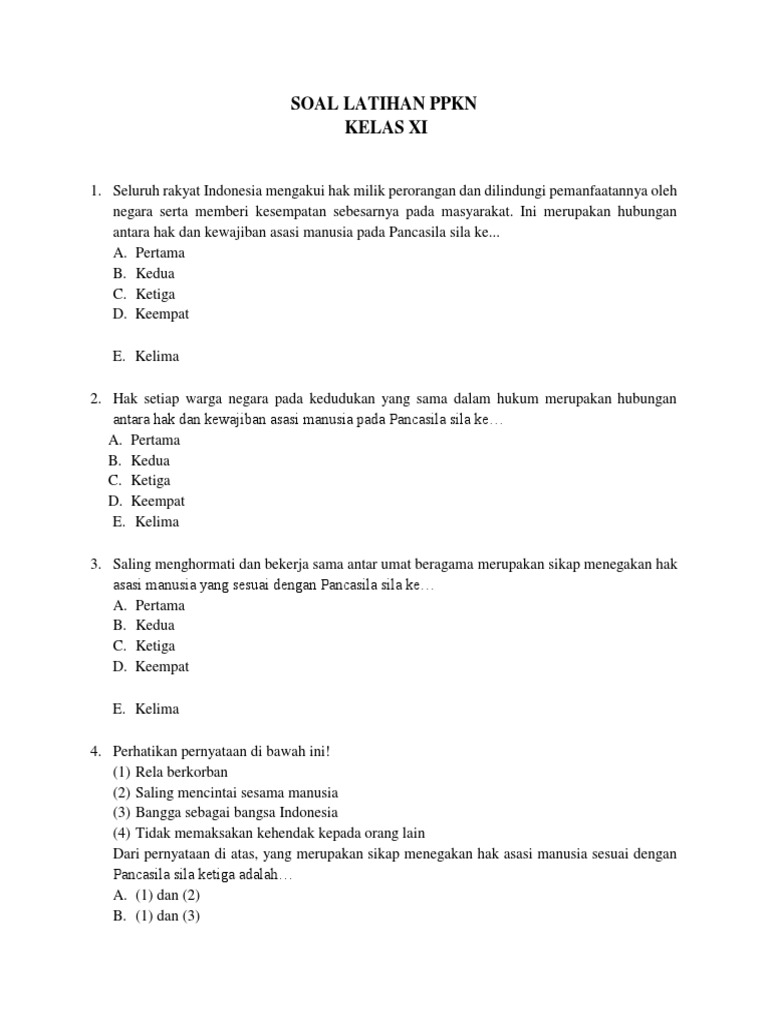 Soal Latihan PPKN Kelas Xi | PDF