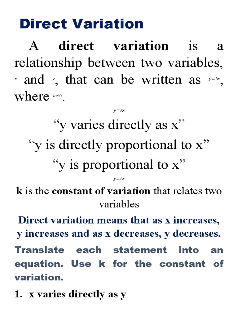 Direct Variation | PDF