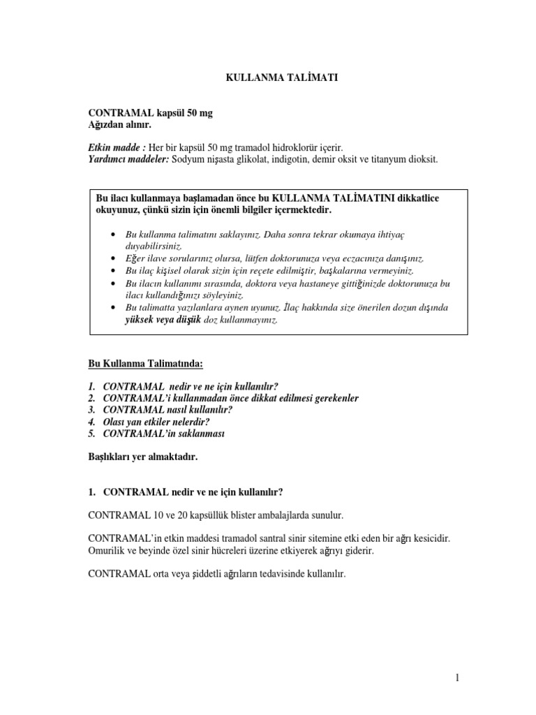 8026 Contramal Kapsul 50 MG KT | PDF