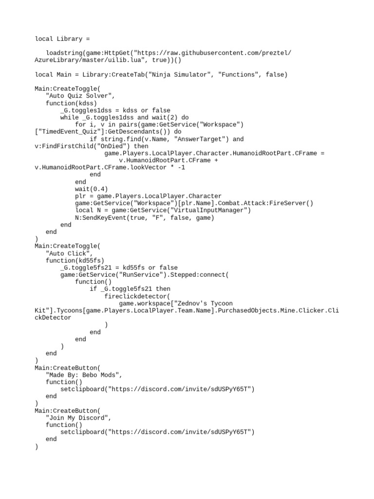 Ninja Tycoon AUTO QUIZ SOLVER SCRIPT | PDF