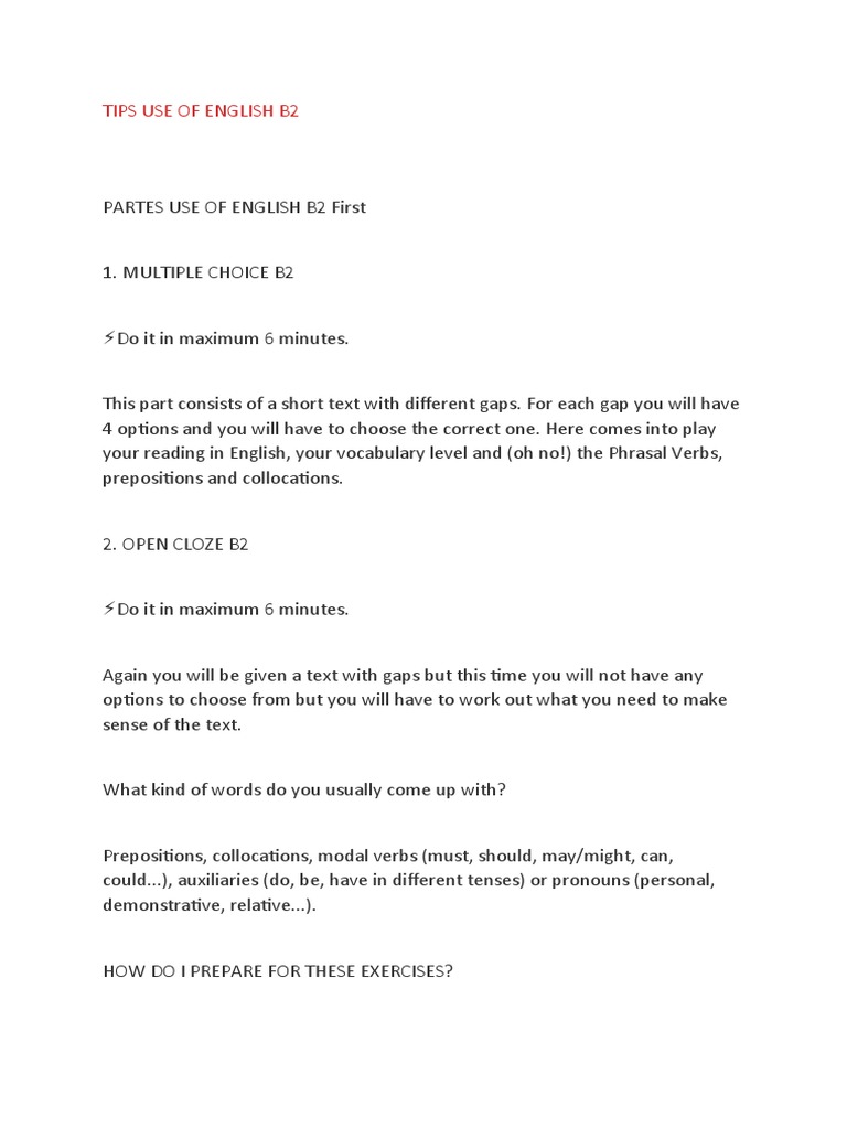 Tips Use of English B2 | PDF | English Language | Adverb