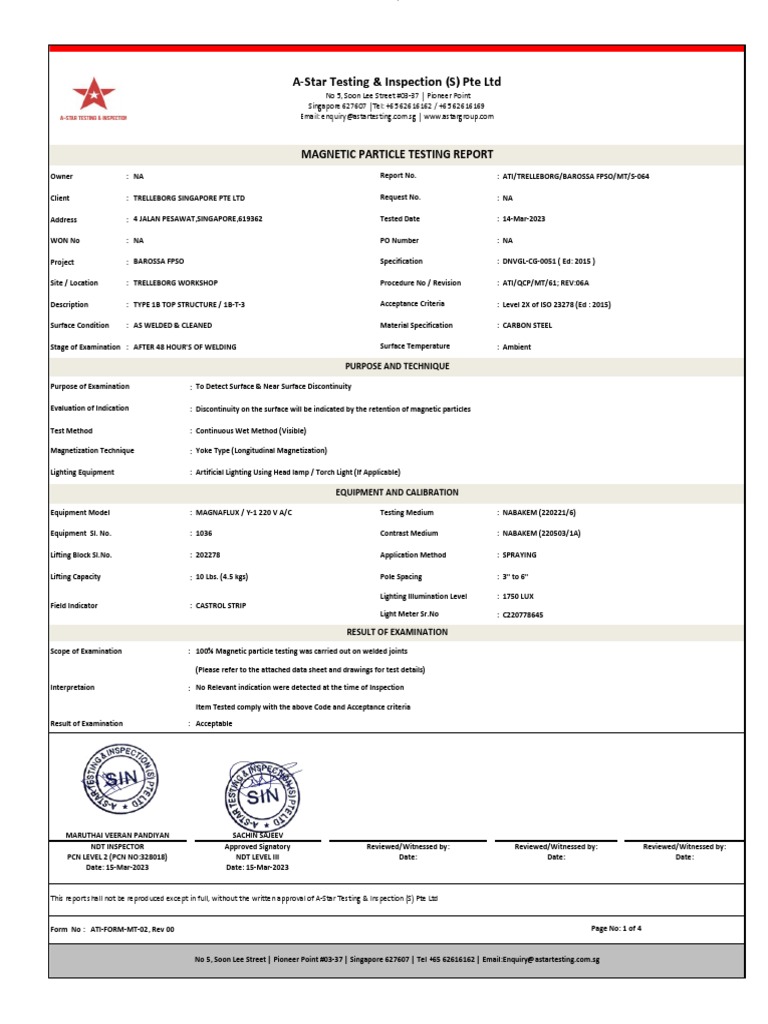 A-Star Testing & Inspection (S) Pte LTD: Magnetic Particle Testing ...