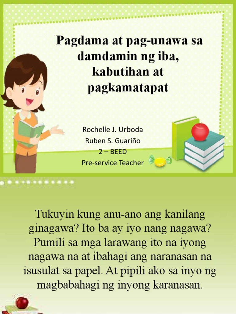 Pagdama at Pag-Unawa Sa Damdamin NG Iba, Kabutihan at Pagkamatapat | PDF