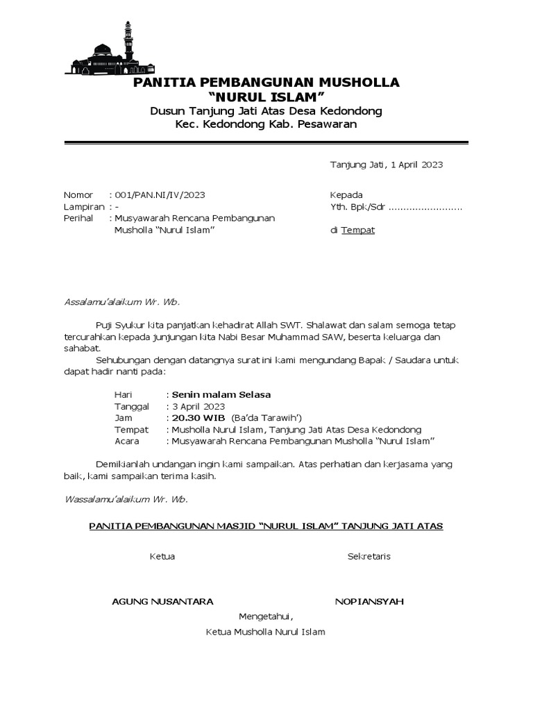 Undangan Musholla Nurul Islam | PDF | Agama & Spiritualitas