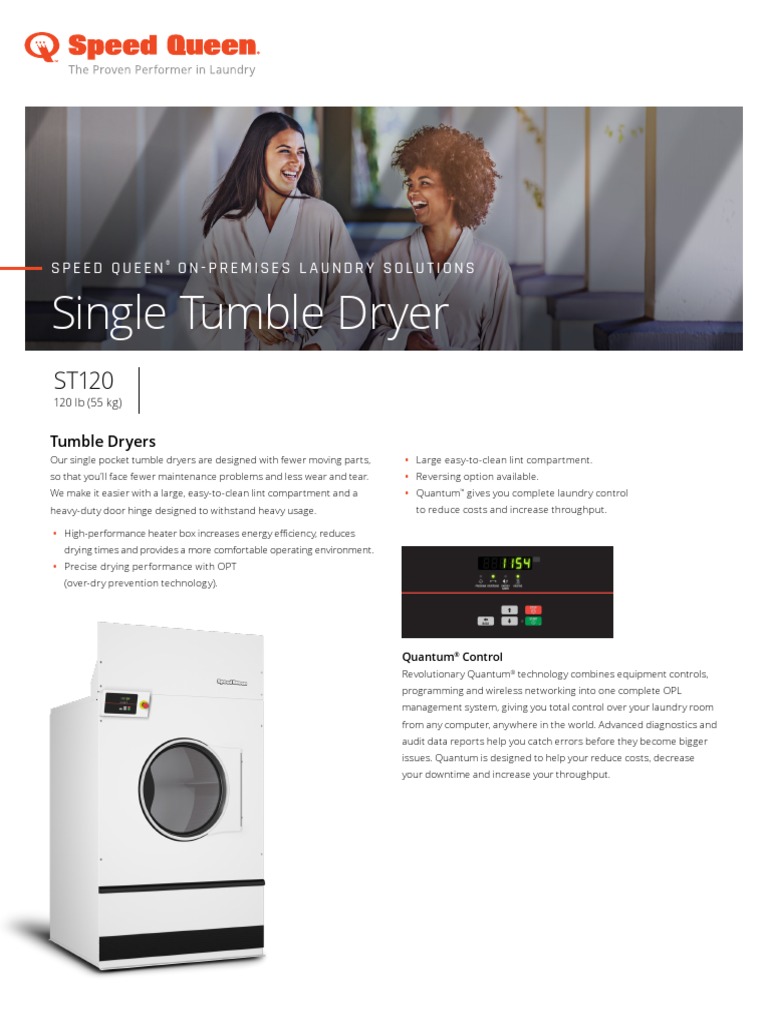 Single Tumble Dryer: Speed Queen On-Premises Laundry Solutions | PDF | Clothes Dryer | Laundry