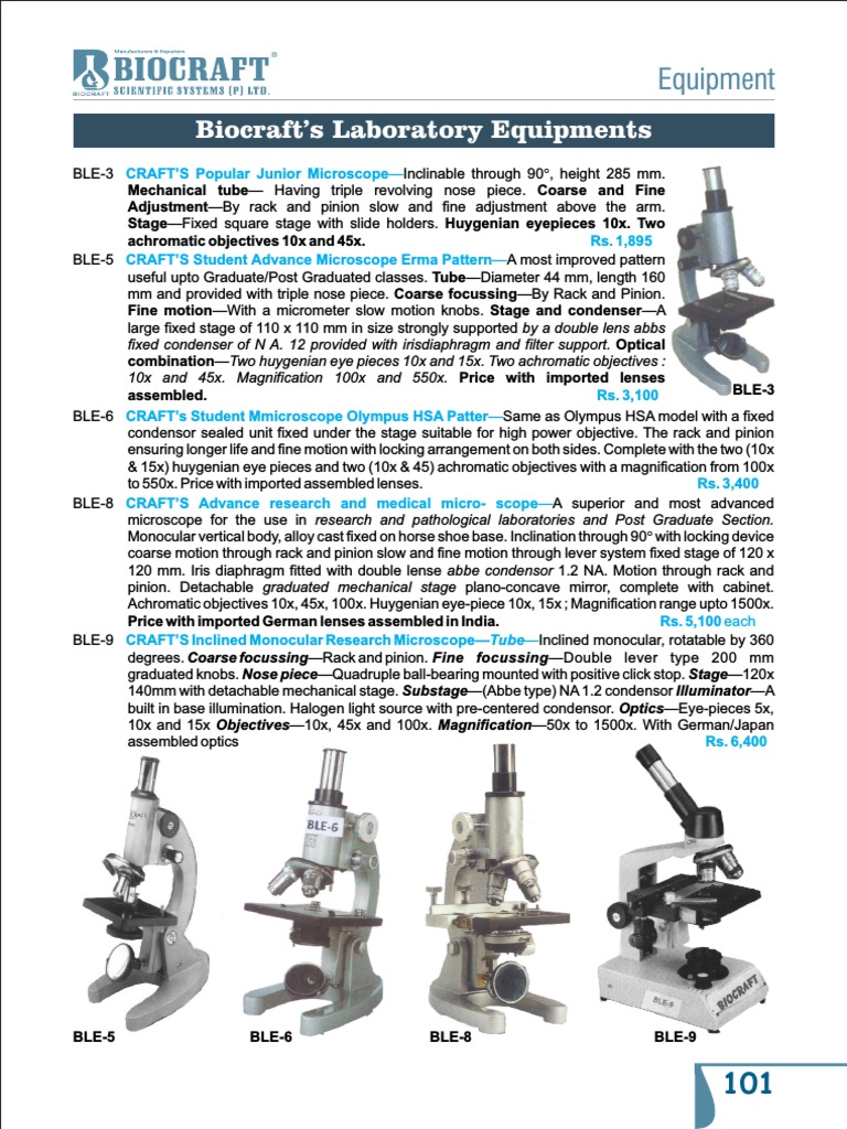 Catalog Biocraft Microscope | PDF