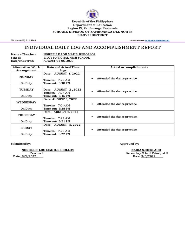 Accomplishment Report Dancepractice | PDF | Philippines