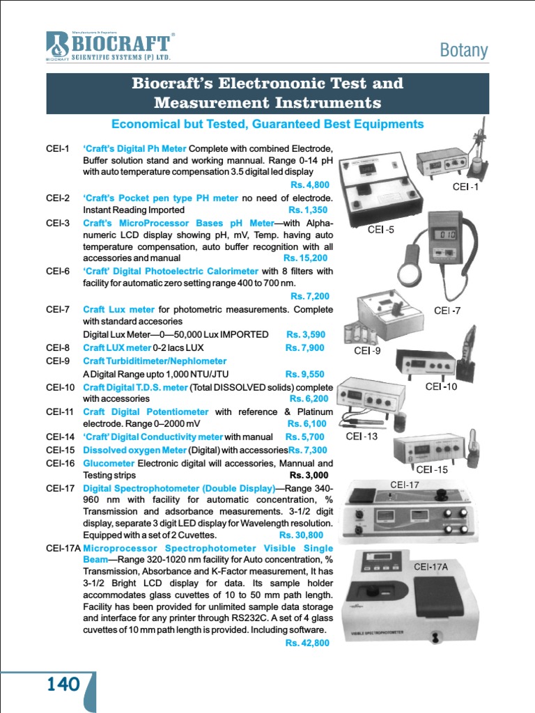 Catalog Biocraft Electronic Test Instrument | PDF | Ultraviolet–Visible ...